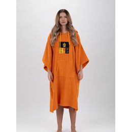 Pacifique Sud Athletic Robe 'Poncho Surf - Einheitsgr&ouml;&szlig;e - Tencel - Mit &Auml;rmeln' female Orange size M/L
