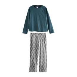 next Pyjama Damen Gr&ouml;&szlig;e XS cyanblau / wei&szlig; Winterkleid