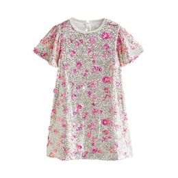 next Kleid M&auml;dchen Gr&ouml;&szlig;e 152 lila / pink / silber