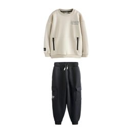 Baker By Ted Baker Set: Sweatshirt and Cargohose Jungen Gr&ouml;&szlig;e 158 hellblau / stone / schwarz
