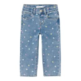 name it Jeans 'NMFBella' M&auml;dchen Gr&ouml;&szlig;e 128 blue denim / hellblau / zitrone / lila