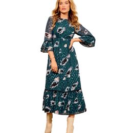 Love & Roses Kleid Damen Gr&ouml;&szlig;e 40 cyanblau / taupe / smaragd / puder Winterkleid