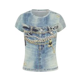 Guess T-Shirt Damen Gr&ouml;&szlig;e XXL marine / blue denim / goldgelb / schwarz
