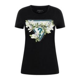 Guess T-Shirt 'CAMELIA' Damen Gr&ouml;&szlig;e XL ecru / petrol / hellgr&uuml;n / schwarz