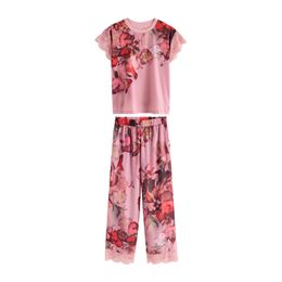B By Ted Baker Pyjama Damen Gr&ouml;&szlig;e XXL khaki / altrosa / rot / schwarz Winterkleid