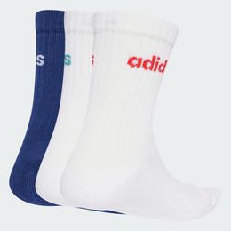 adidas Performance Sportsocken 'Linear Crew Cushioned 3 Pairs' Herren Gr&ouml;&szlig;e 34/36 hellblau / dunkelblau / rot / wei&szlig;