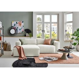 Home Affaire Ecksofa &raquo;Noord mit Kedernaht, Breite 234 cm, L-Form&laquo; Cord, Struktur, Webstoff, mit Wellenunterfederung, Massivholzrahmen beige 94% 