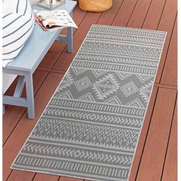 Carpet City Outdoorteppich &raquo;PALM 3522&laquo; rechteckig 5 mm H&ouml;he L&auml;ufer, Wetterfest & UV-best&auml;ndig, f&uuml;r Balkon, Terrasse, K&uuml;che, flach grau Polypropylen
