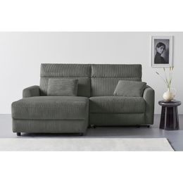 OTTO HOME Ecksofa »JENNA L-Form, 209cm - OTTO. Verlässliche Qualität.« Liegefunktion 105°-150°, Federkern, Cord anthrazit