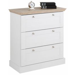 OTTO HOME Schubkastenkommode &raquo;Binz&laquo; mit sch&ouml;nen Metallgriffen, 3 Schubladen, Breite 75 cm wei&szlig;/eichefarben