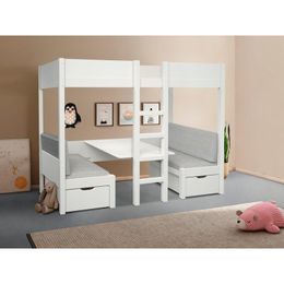 OTTO HOME Etagenbett &raquo;Stockbett "TIPO", Topseller! Inklusive unterer Auflagen, 90x200cm&laquo; viel Stauraum, Massivholz, inklusive Tisch, 2 Schubk&auml;sten,...