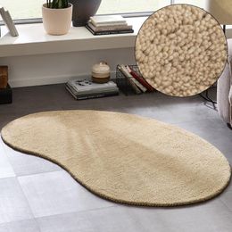 Theko Wollteppich »Gabbeh Uni, Handgefertigt, Teppich, meliert, reine Wolle, « oval 14 mm Höhe Schlafzimmer, Wohnzimmer, Esszimmer, auch als...