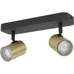 Eglo Deckenspot »CONSUMA 1 Spotlampe - Stahl - GU10 - 2X5W - IP44« GU10 1 Stk. schwarz, messing-gebürstet