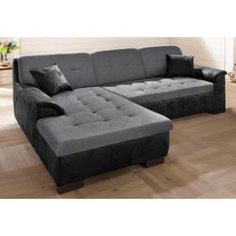 Home Affaire Ecksofa &raquo;Bergen zeitlos & elegant, Breite 267cm, L-Form&laquo; wahlweise mit Bettfunktion L-Form silber MELROSE /Struktur (100% Polyester);