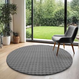 the carpet Teppich &raquo;Peak&laquo; rund 16 mm H&ouml;he kuscheliger Wohnzimmer Bubble Teppich Anthrazit Obermaterial: 100% Polyester &Oslash; 120 cm 1 Stk.