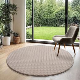 the carpet Teppich &raquo;Peak&laquo; rund 16 mm H&ouml;he kuscheliger Wohnzimmer Bubble Teppich Sand Obermaterial: 100% Polyester &Oslash; 120 cm 1 Stk.
