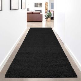 Carpet City Hochflor-Teppich »Shaggi uni 500« rechteckig 30 mm Höhe Läufer, Shaggy, Uni, Langflor, weich, Wohnzimmer, Schlafzimmer, Kinder schwarz...