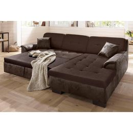 Home Affaire Ecksofa &raquo;Bergen zeitlos & elegant, Breite 267cm, L-Form&laquo; wahlweise mit Bettfunktion L-Form braun MELROSE /Struktur (100% Polyester);