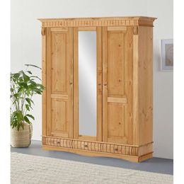 OTTO HOME Kleiderschrank »Teresa« 3 Türen, aus massiver Kiefer, Breite 152 cm, mit Spiegel, FSC natur