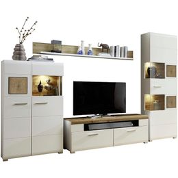 Innostyle Wohnwand &raquo;FUN PLUS&laquo; 4 Stk. tlg. wei&szlig; Glas, Holzwerkstoff, Metall