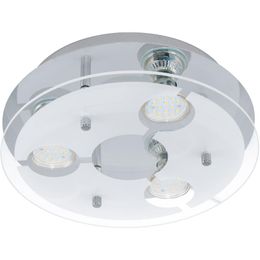 Eglo Deckenleuchte &raquo;CABI Deckenlampe, Edelstahl und Glas, GU10, Wohnzimmerlampe, Lampe&laquo; GU10 Warmwei&szlig; Deckenleuchte, Flur, H8,5 x &Oslash;27cm, chrom, wei&szlig;, 