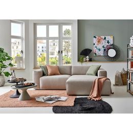 Home Affaire Ecksofa &raquo;Noord mit Kedernaht, Breite 234 cm, L-Form&laquo; mit Kedernaht, Breite 234 cm, Cord, Struktur, Webstoff cream