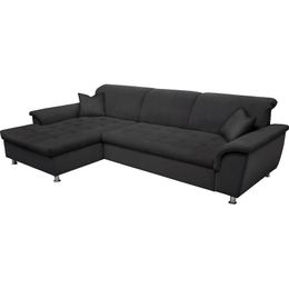 DOMO collection Ecksofa »Franzi bequem, B/T: 278/162 cm, L-Form, belastbar bis 140kg/ Sitz« Flachgewebe, graphite graphite