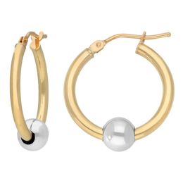 Firetti Paar Creolen »Schmuck Geschenk Gold 375 Ohrschmuck Ohrringe Kugel bicolor« gelbgoldfarben-weißgoldfarben 19 mm Stilvolle Creolen mit...