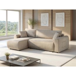 OTTO HOME Ecksofa »JONAA L-Form, 241cm - OTTO. Verlässliche Qualität.« 133/200cm, Recamiere links/rechts, Bettkasten, Cord u. Struktur beige