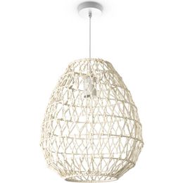 Paco Home Pendelleuchte »KAGEEG« E27 Rattan Optik Boho Esszimmerlampe E27 Skandi Weiß