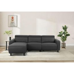 Home Affaire Ecksofa &raquo;SKAANE Lederoptik, L-Form, 274 cm, manuelle/elektrische Relaxfunktion,&laquo; rundes Design, Kopfteilverstellung, Federkernpolsterung 