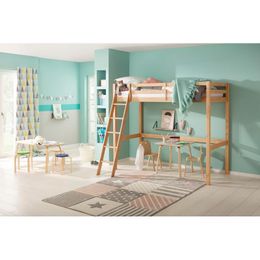OTTO HOME Kinderbett &raquo;Alpi, Hochbett, Stellfl&auml;che unter dem Bett&laquo; Kiefernholz, Inklusive Leiter und Lattenrost, Liegefl&auml;che 90x200 cm natur...