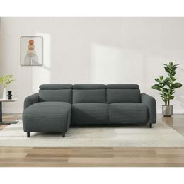 Home Affaire Ecksofa &raquo;SKAANE in Cord, L-Form, 274 cm, manuelle u. elektrische Relaxfunktion,&laquo; rundes Design, Kopfteilverstellung, Federkernpolsterung 