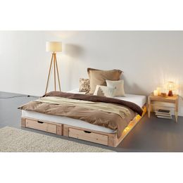 OTTO home Palettenbett &raquo;"ALASCO " BESTSELLER! Mit Schublade&laquo; zertifiziertes Massivholz, erweiterbar zum Doppel- oder Familienbett beige