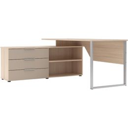Innostyle Schreibtisch »Schreibtisch Santorin, 180/77/160 cm ( B/H/T)« 1 Stk. tlg. Riva Eiche/ Cashmere + silber matt + Riva Eiche/ Cashmere
