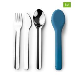 Ibili 3tlg. Besteck-Set ''Go'' in Silber/ Blau - (L)19 cm - 43% | Gedeckter-tisch
