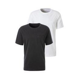 John Devin T-Shirt 2er-Pack, 2 Stk. mit Brusttasche anthrazit/wei&szlig; S (44/46) S (44/46) Herren Kurzarmshirt im 2er Pack
