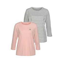 Tom Tailor 3/4-Arm-Shirt Packung, 2er-Pack, 2 Stk. im Doppel - immer Ringel + uni puderrosa, hellgrau-geringelt L (38) L (38) 3/4-Arm Shirt im...