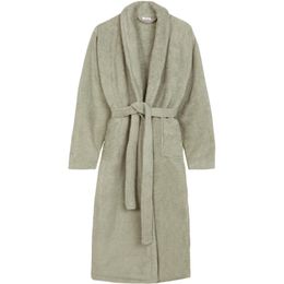 HIP Bademantel &raquo;Bathrobe uni&laquo; Packung, 1x Bademantel, 1 Stk. Schalkragen, G&uuml;rtel, Taschen, Damen & Herren, Velours, Glanz Sage gr&uuml;n M/L L&auml;nge:...