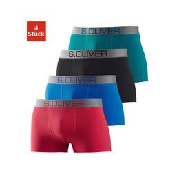 s.Oliver Boxer &raquo;Boxershorts f&uuml;r Herren&laquo; Packung, 4 Stk. mit kontrastfarbenem Webbund petrol / schwarz / blau / rot S - 4 Stk. 4 Stk. S s.Oliver...