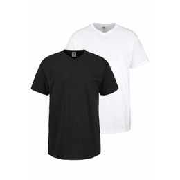 Fruit of the Loom Herren Fruit of the Loom T-Shirt Packung, 2 Stk. mit V-Ausschnitt schwarz-wei&szlig; S (48)