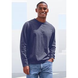 John Devin Herren Langarmshirt &raquo;mit Slub-Garn Struktur&laquo; 2er-Pack, Longsleeve aus leichter, strukturierter Baumwollqualit&auml;t blau S (44/46)