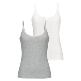 Vivance Unterhemd 2er-Pack, aus weichem Pointelle-Strick mit Spitze grau meliert, creme 36/38 36/38 Vivance Unterw&auml;sche Serie mit Spaghettitop im...