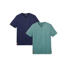 bonprix Herren bonprix Henleyshirt &raquo;Henleyshirt (2er Pack) aus reiner Baumwolle&laquo; Packung, 2, 2 Stk. Henleyshirt (2er Pack) aus reiner Baumwolle blau 