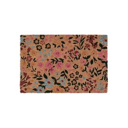 Bizzotto Kokos-Fu&szlig;matte "Floral" in Hellbraun/ Bunt - (L)60 x (B)40 cm - 12% | Teppiche-fussmatten