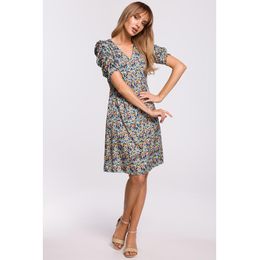 made of emotion Kleid in Wei&szlig;/ Hellblau/ Gelb - 82% | Gr&ouml;&szlig;e M | Damen-kleider