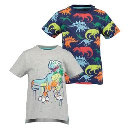 Blue Seven T-Shirt &raquo;Jungen T-Shirts&laquo; 2 Stk. M01 - NEBEL+DK BLAU 116 116 Tolle Jungen T-Shirts mit Dino-Drucken