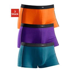 H.I.S. H.I.S Hipster Packung, 3 Stk. knapp sitzende Boxershorts aus Baumwollmischung orange-lila-petrol 4S - 3 Stk. 3 Stk. 4S Im praktischen 3er pack
