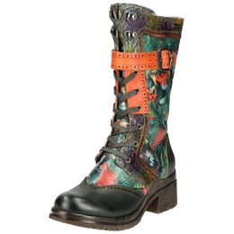 Laura Vita Schnürstiefel »Stiefel Leder/Textil« Grün 37 37 Verschluss: Schnürung