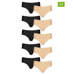 Petite Fleur 10er-Set: Slips in Schwarz/ Beige - 50% | Gr&ouml;&szlig;e 36 | Damen-unterteile